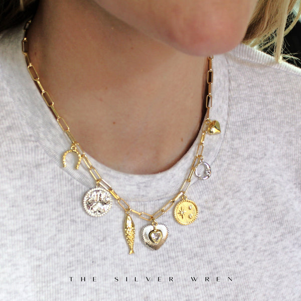 Two Tone Multi Charm Necklace – The Silver Wren