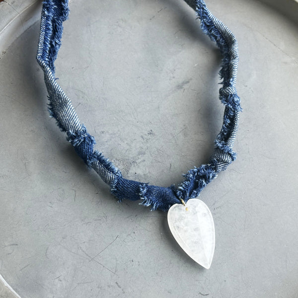 Demin Scarf Heart Necklace – The Silver Wren